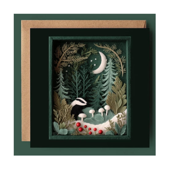 Badger & Moon Christmas Shadow Box Card – Harbour Lane Studio