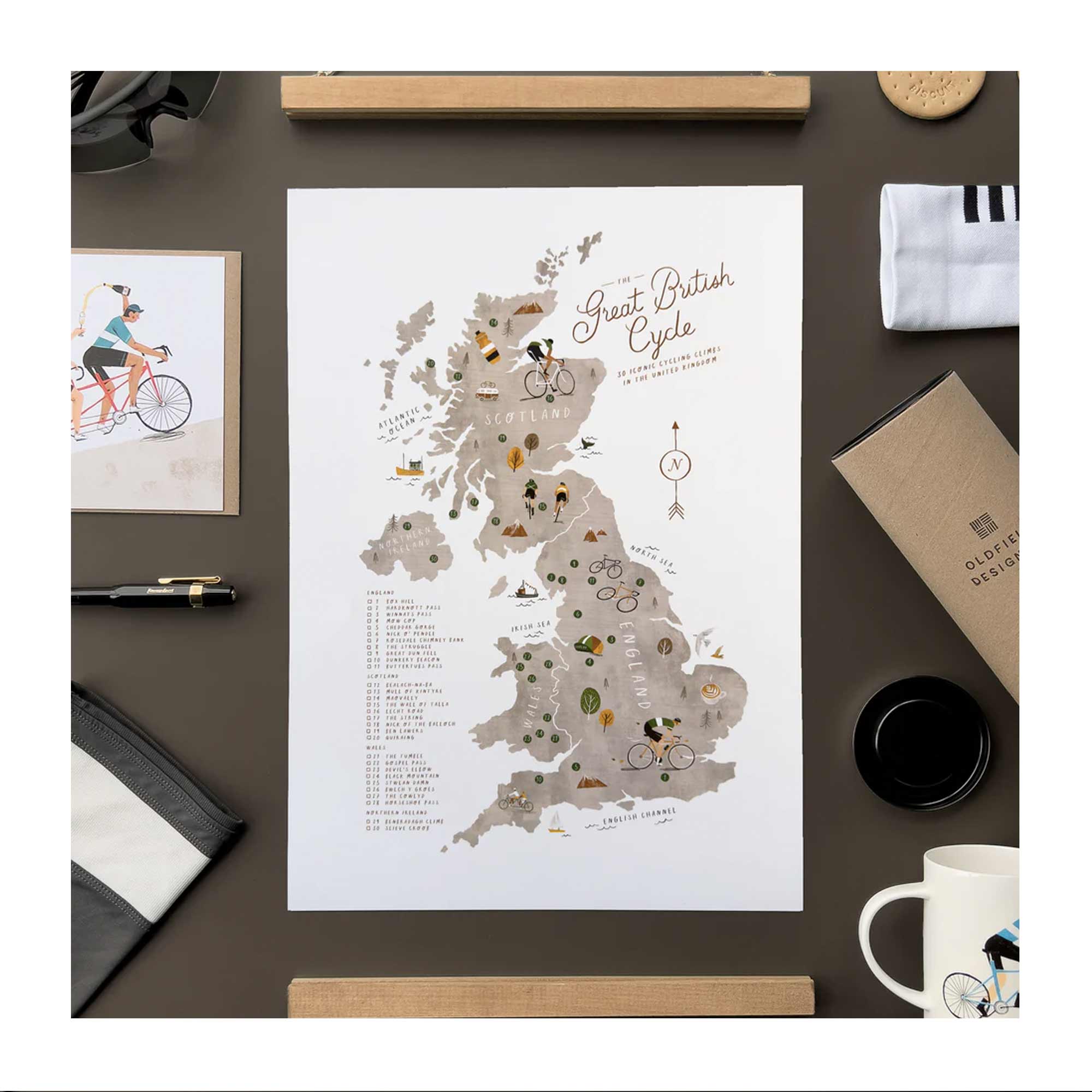 Great British Cycle Map Checklist Print – Harbour Lane Studio