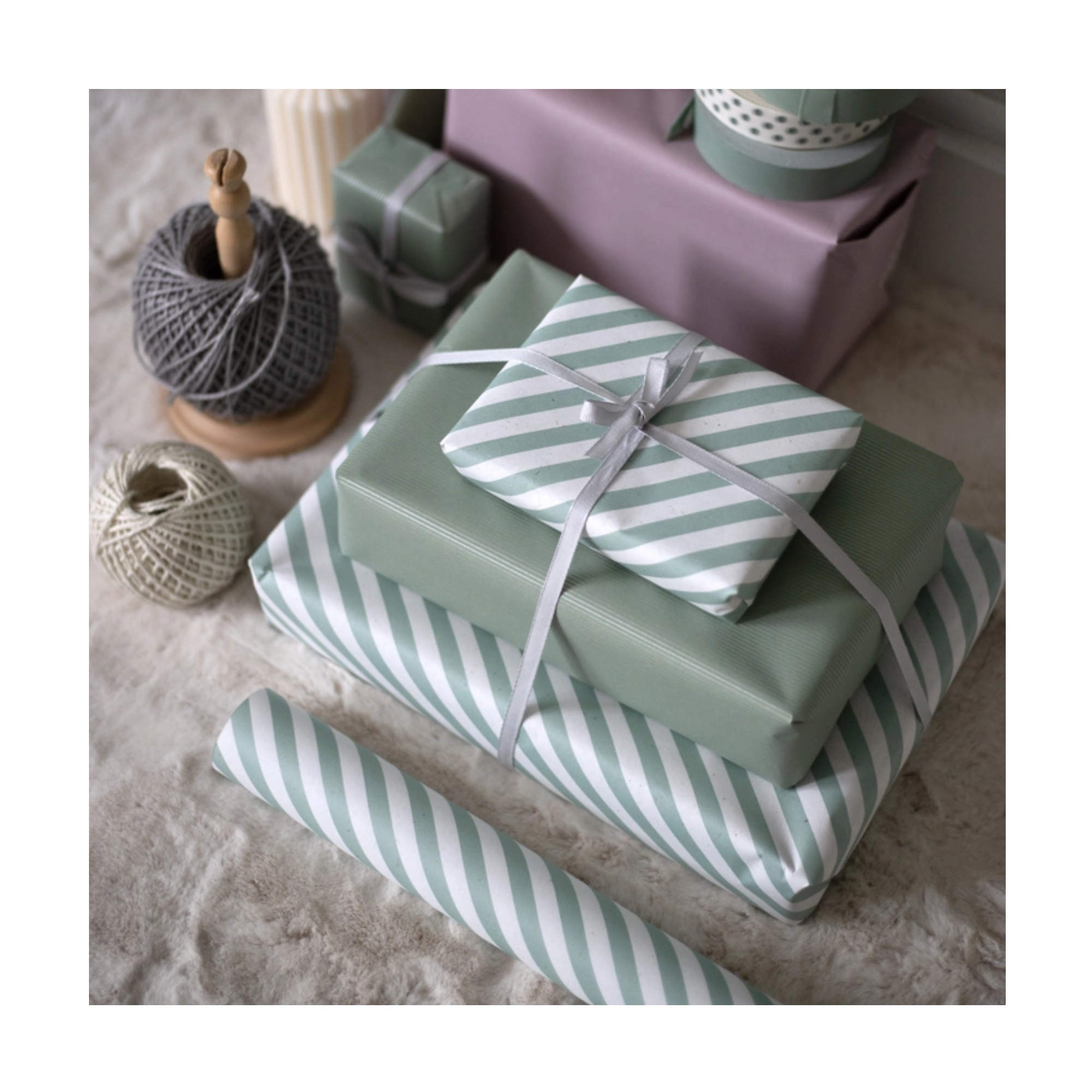 Green Stripe Wrapping Paper Roll – Harbour Lane Studio