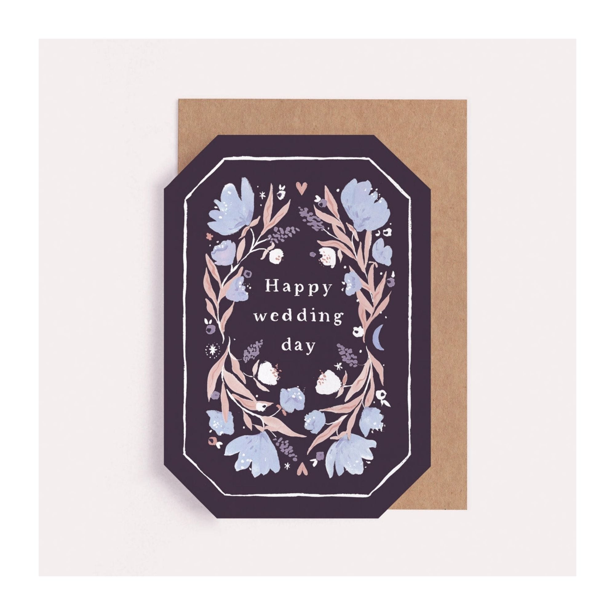 Gem Shaped Floral Wedding Card – Harbour Lane Studio