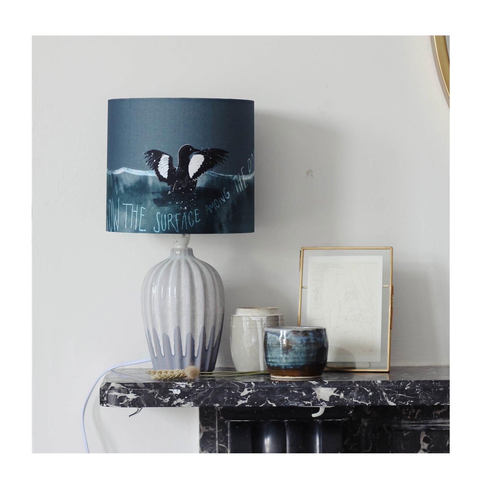 Black Guillemot Lampshade – Harbour Lane Studio